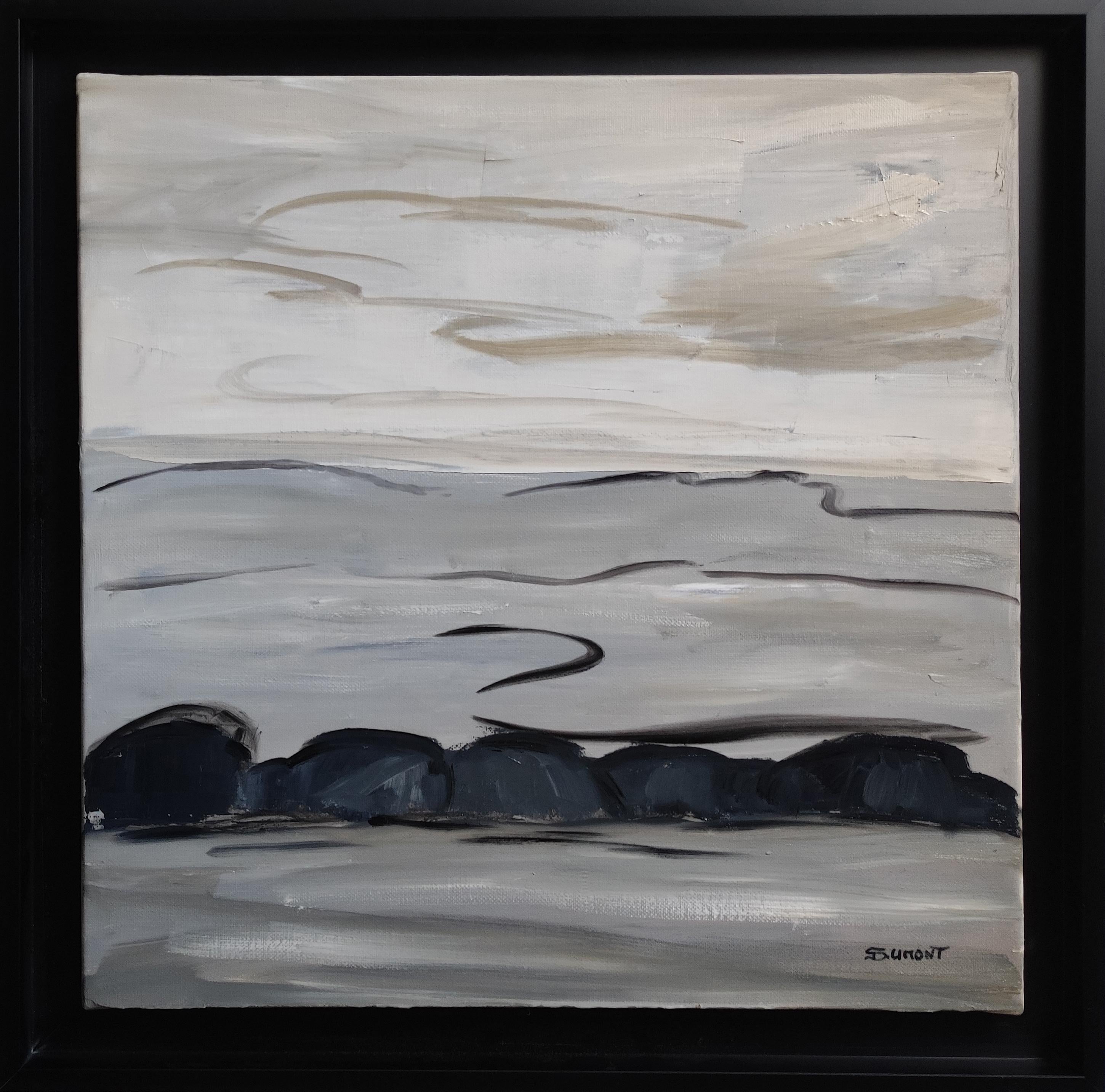 SOPHIE DUMONT - Vibrato, blue landscape, oil on canvas, expressionism ...