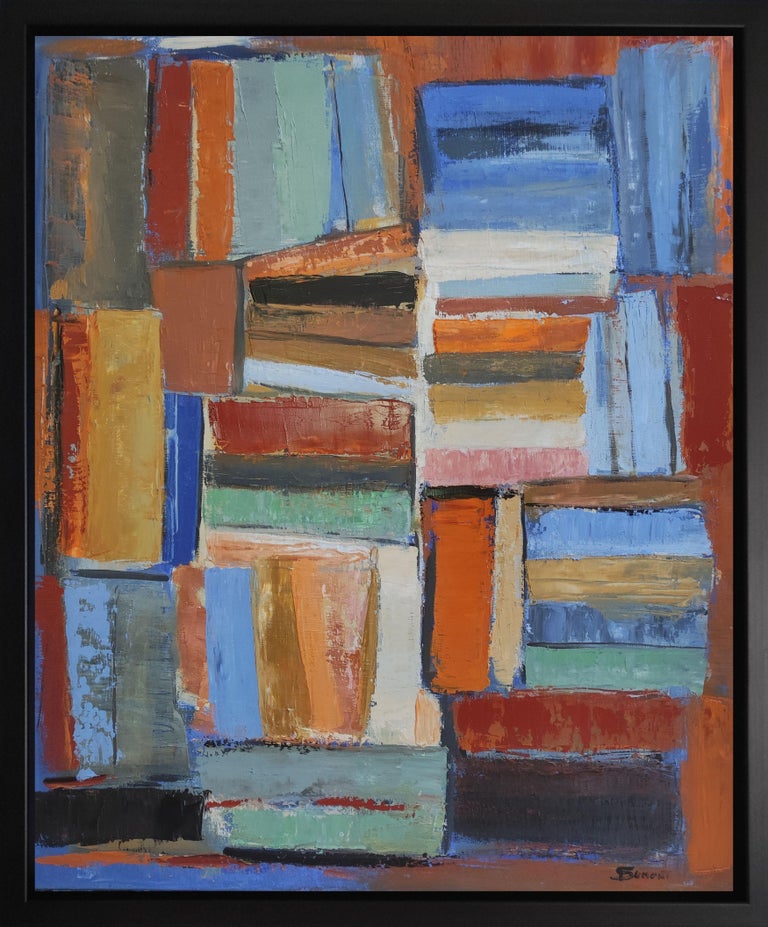SOPHIE DUMONT - harmony/2, colored abstract, books, oil on canvas ...