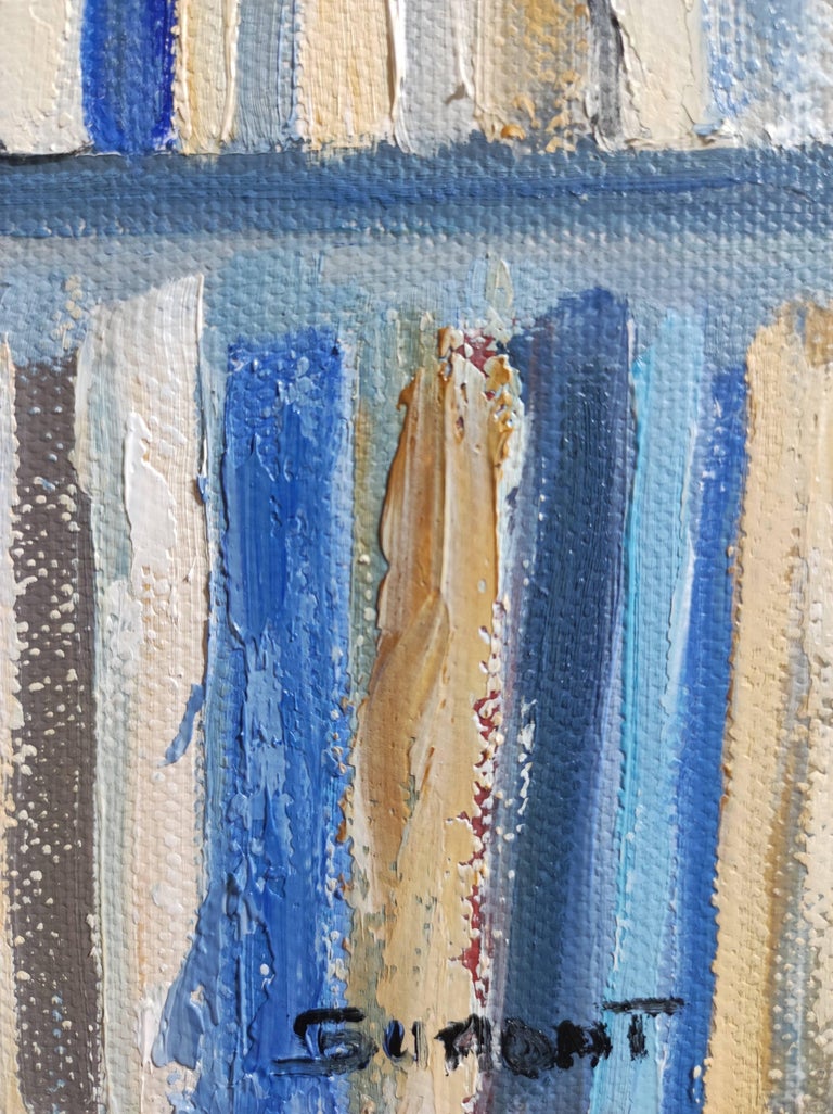 SOPHIE DUMONT - small library, abstrait, minimalisme, bleu, huile sur ...