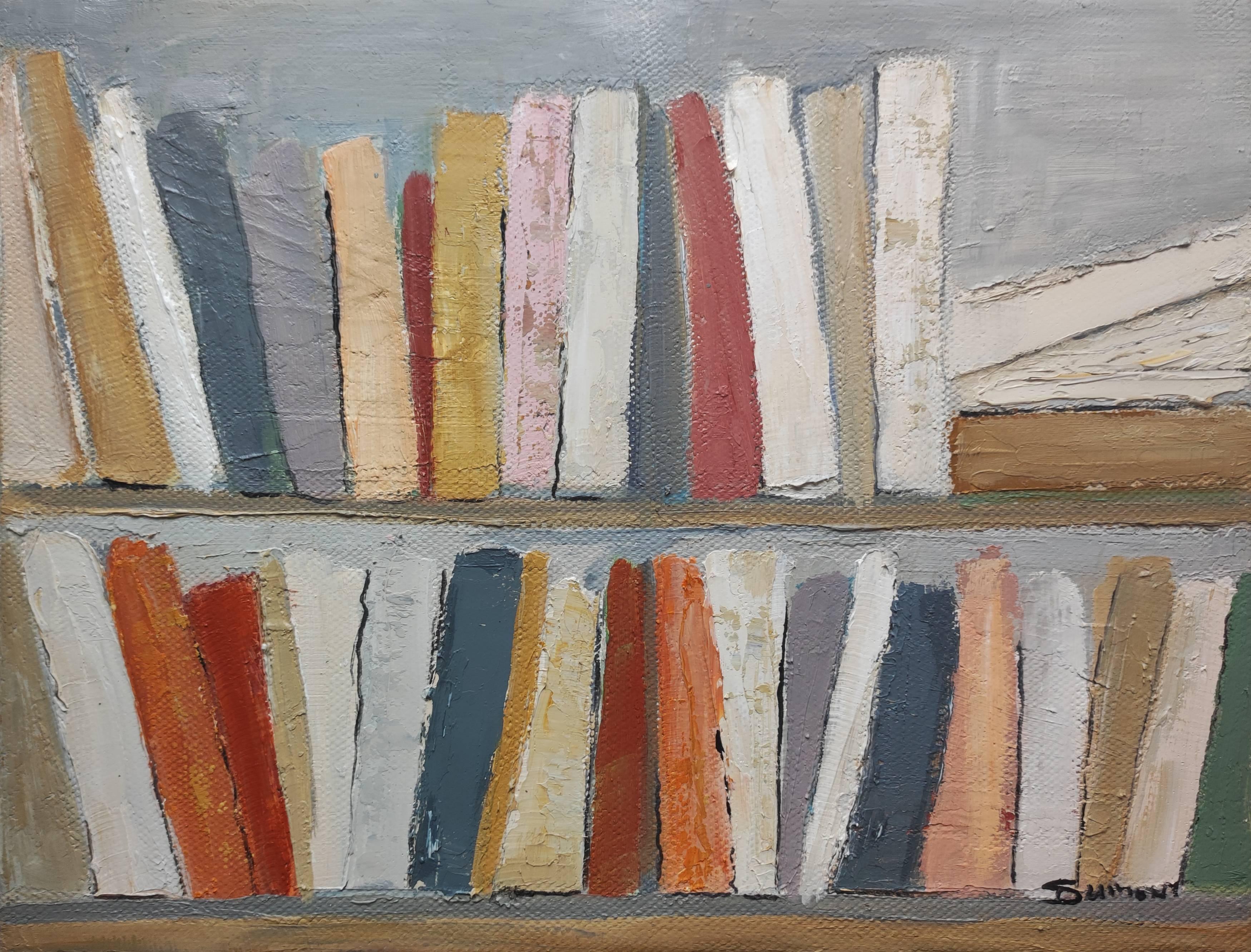 SOPHIE DUMONT - lecture du soir , colorful abstract, oil on canvas ...