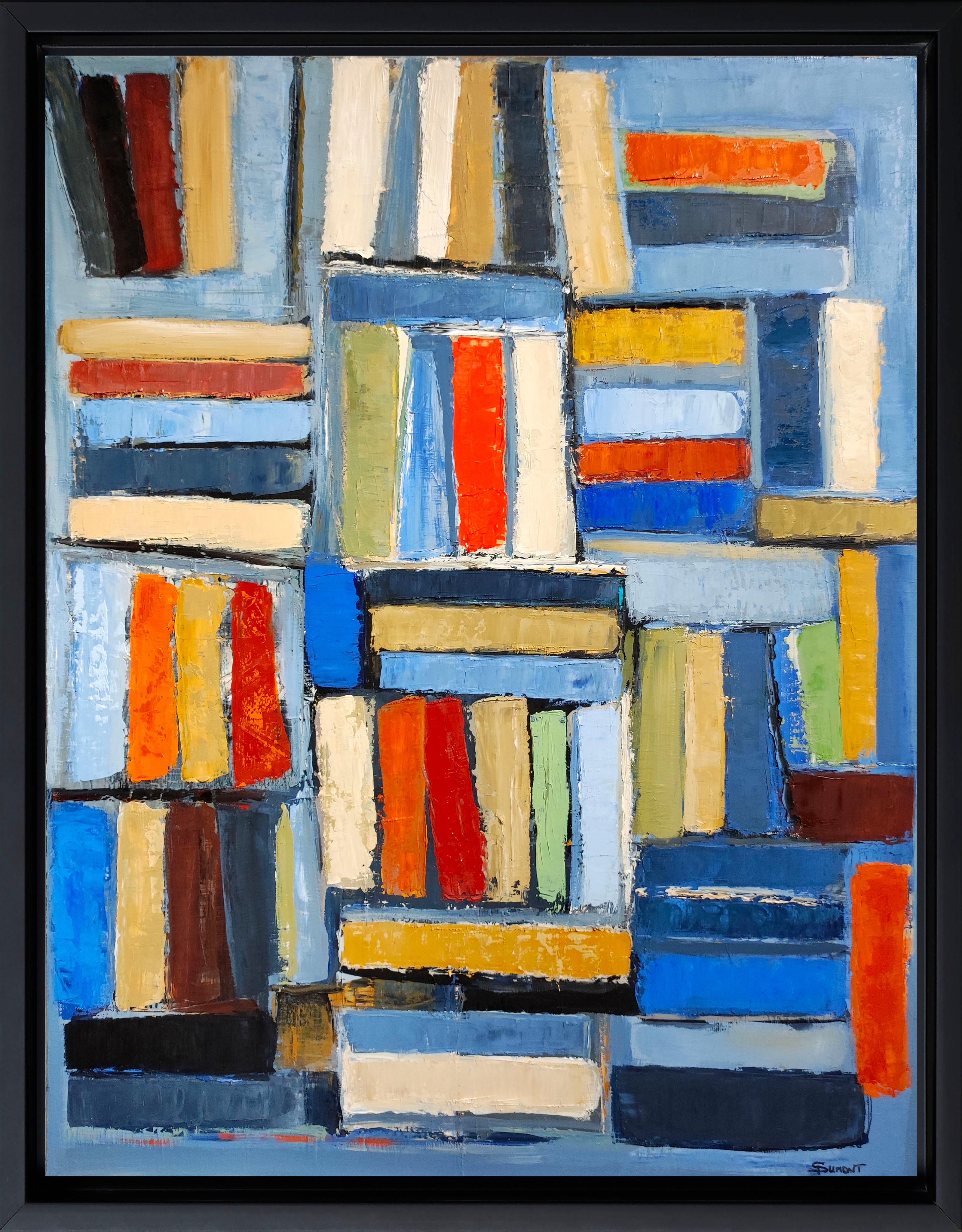 SOPHIE DUMONT - Library 2, oil, Blue Abstract library, Contemporary art ...