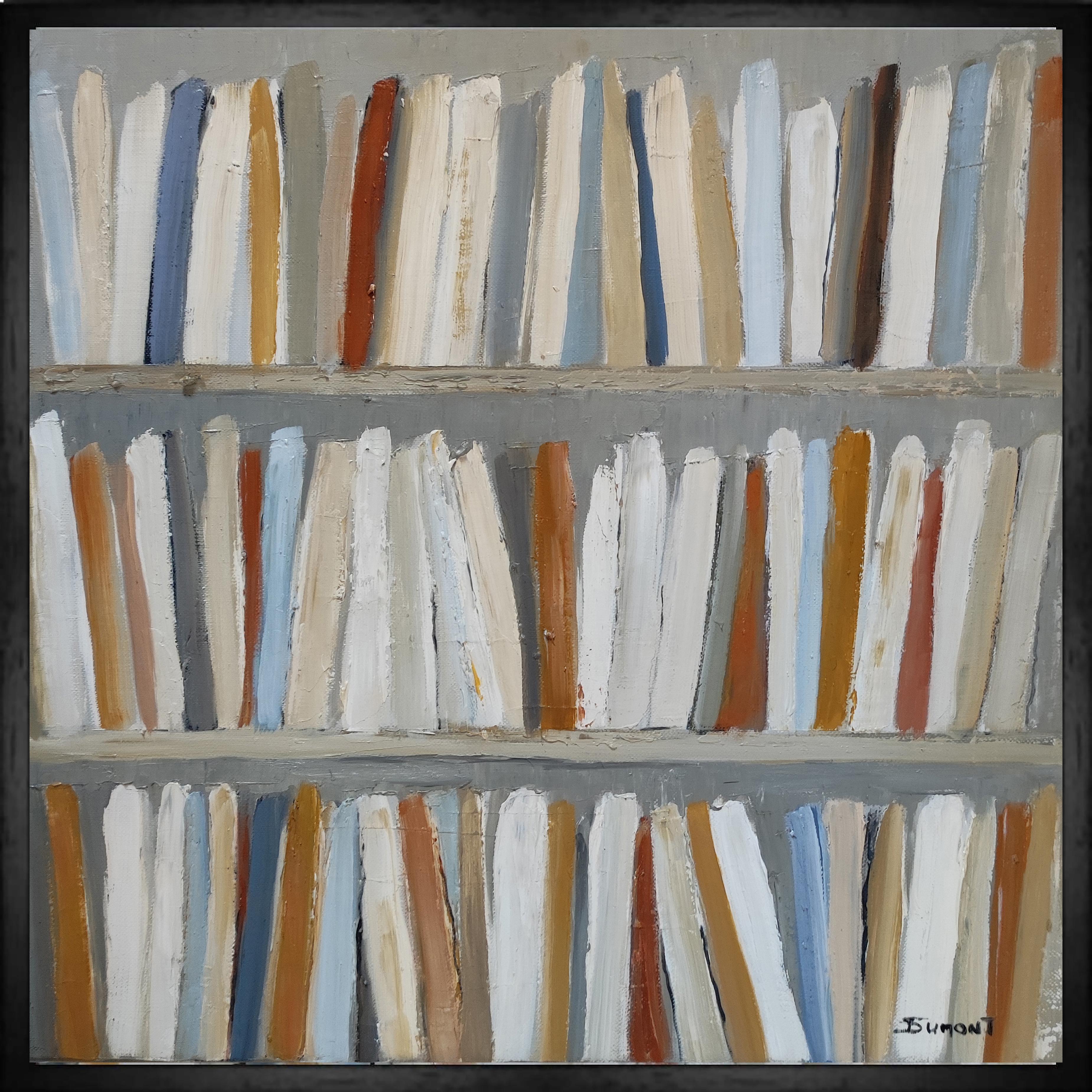 SOPHIE DUMONT - pocket books, blue abstract library, minimalism, oil on ...