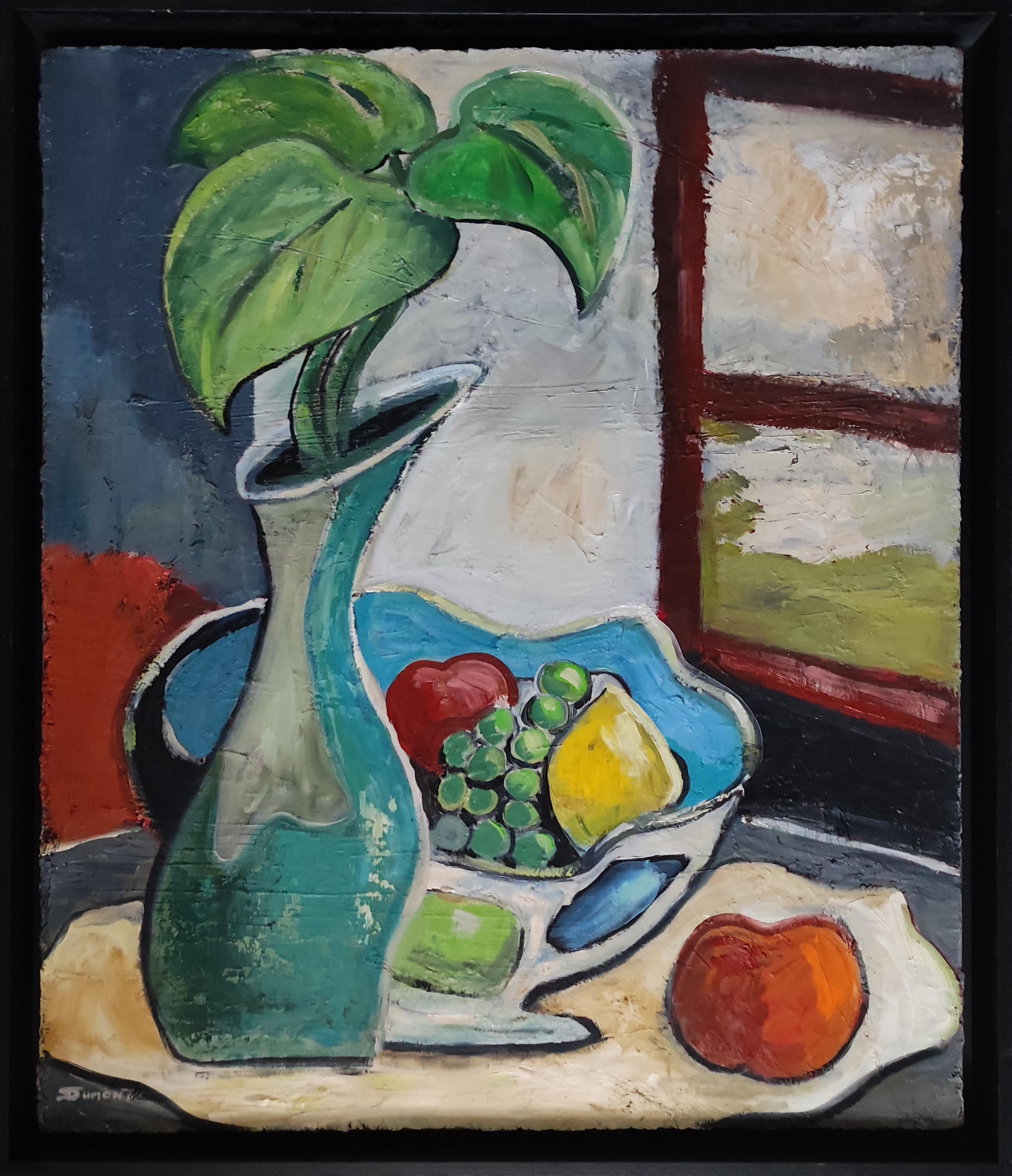 SOPHIE DUMONT - still life with vase, oil on canvas, textured, french ...