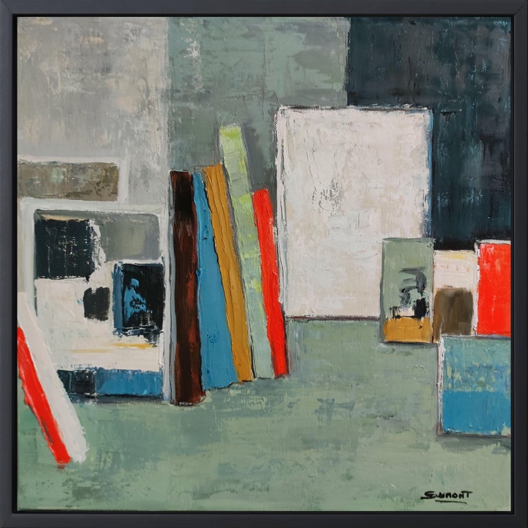 SOPHIE DUMONT - studio 15, abstract, green and red, oil on canvas ...