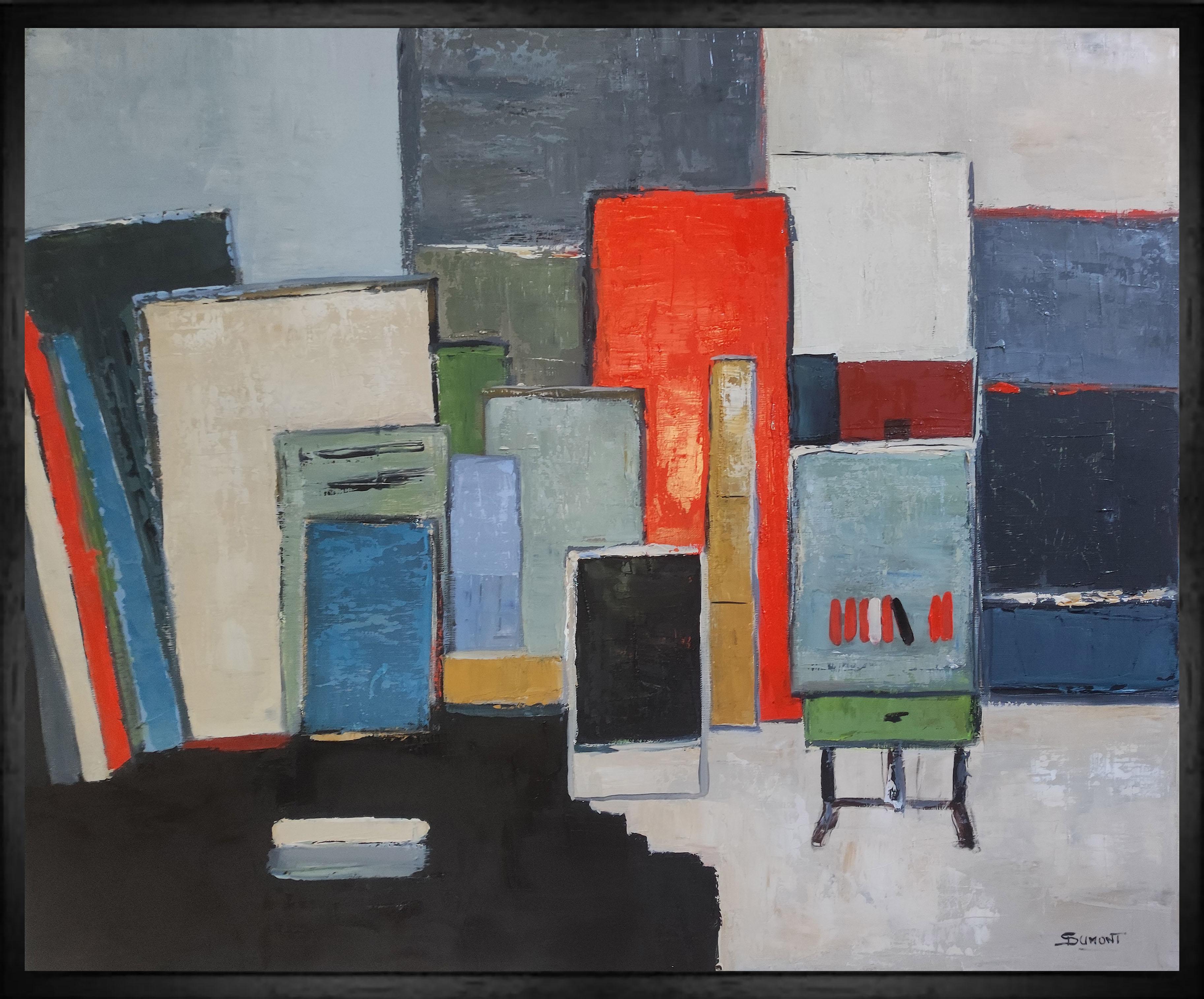 SOPHIE DUMONT - studio 17, abstract, geometric, textured, oil on linen ...