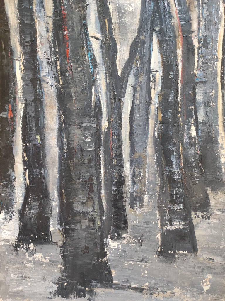 SOPHIE DUMONT - winter forest, black trees, oil on canvas ...