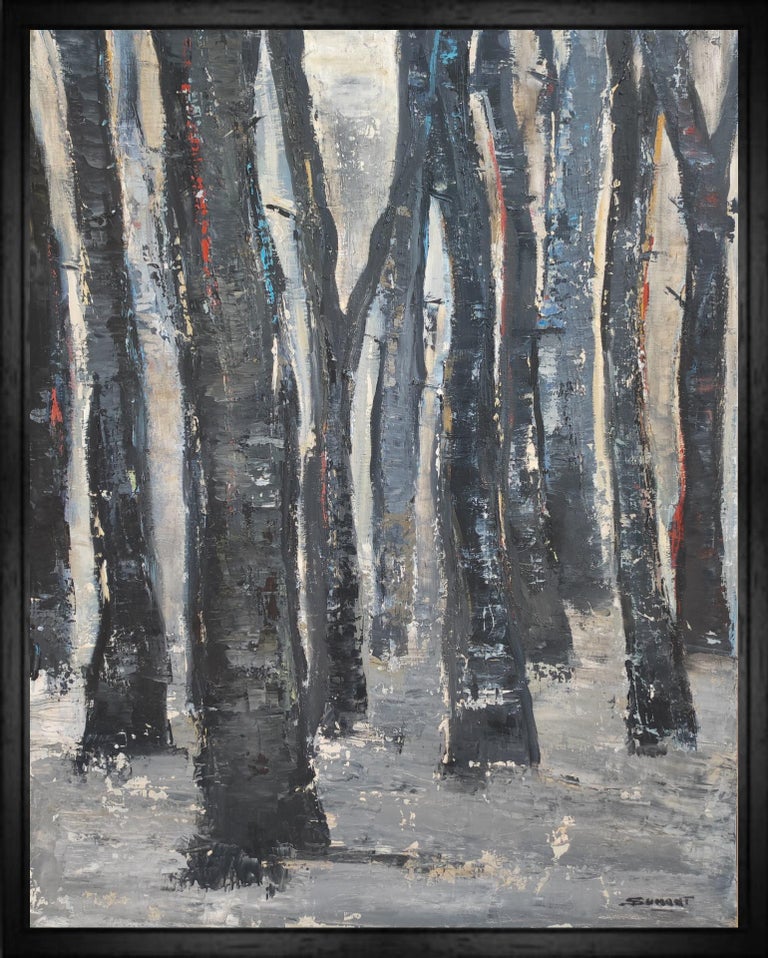 SOPHIE DUMONT - winter forest, black trees, oil on canvas ...
