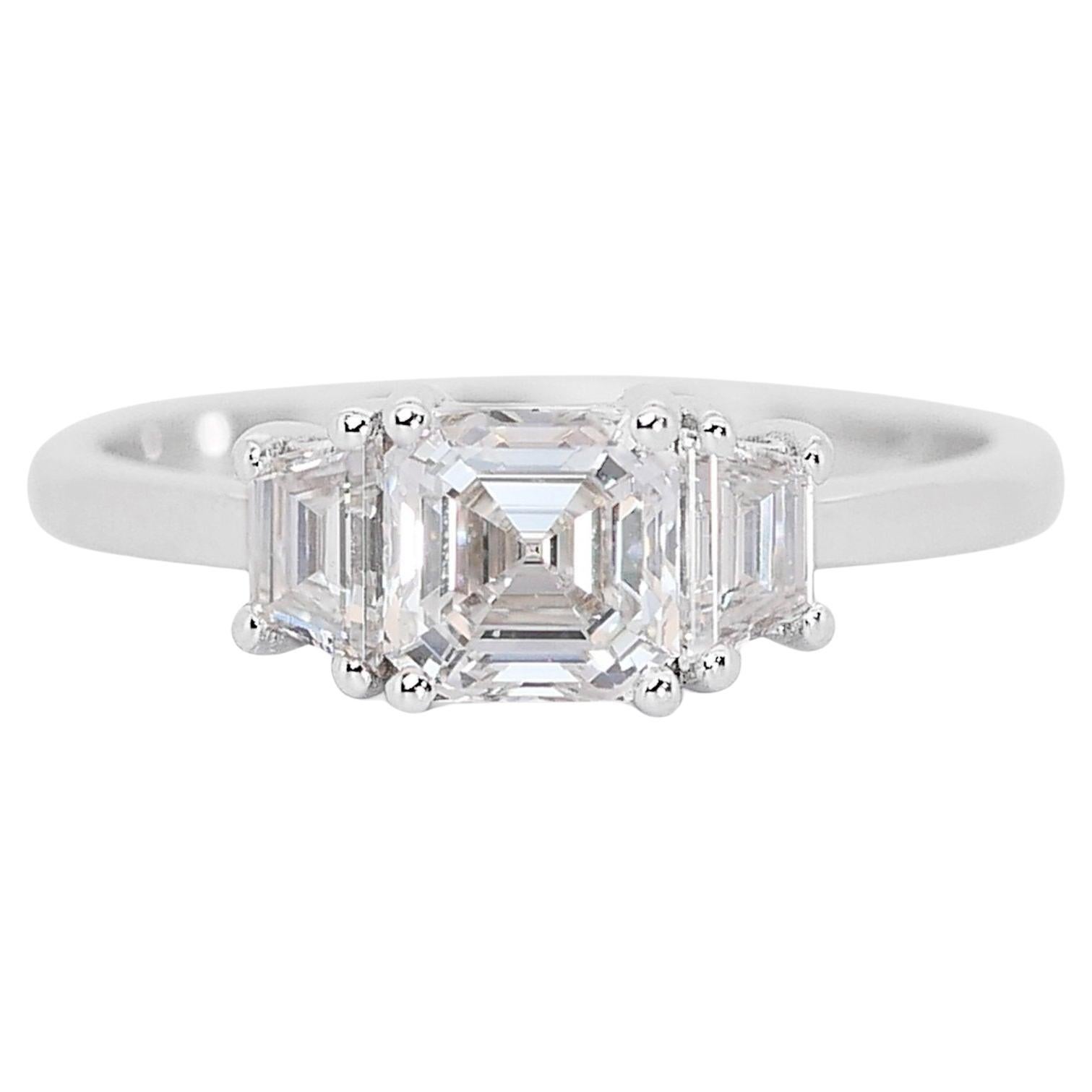 Dazzling 1.40ct Diamonds 3-Stone Ring in 18k White Gold - GIA Certified ...