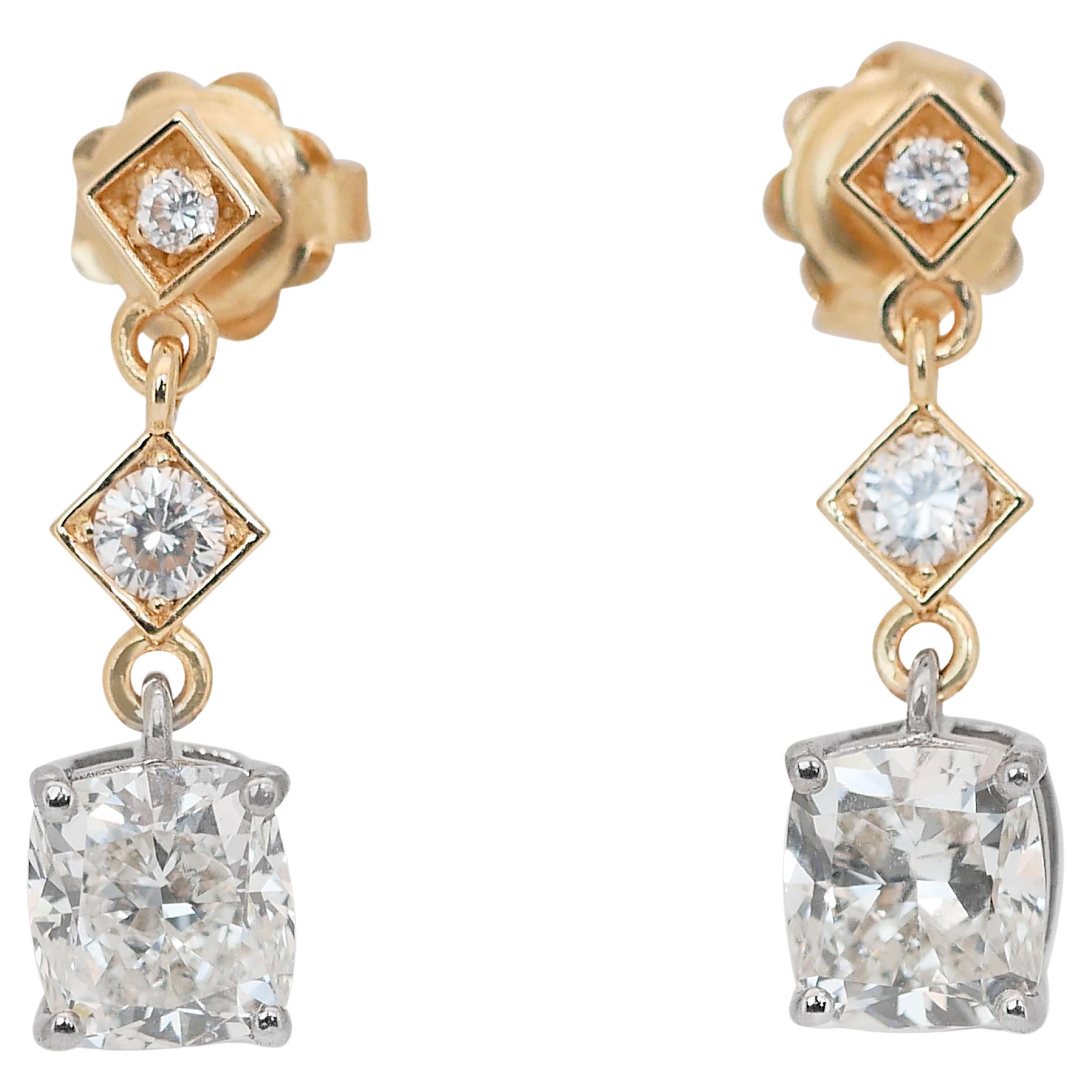 Elegant 1.57ct Diamonds Drop Earrings in 18k White Gold - GIA Certified ...