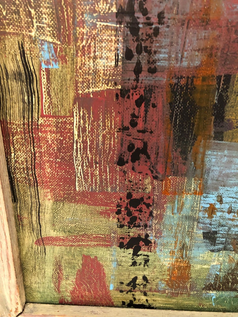 Sophisticated Abstract Painting in Distressed Vintage Frame For Sale at ...