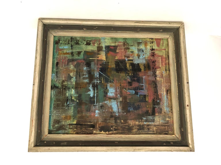 Sophisticated Abstract Painting in Distressed Vintage Frame For Sale at ...
