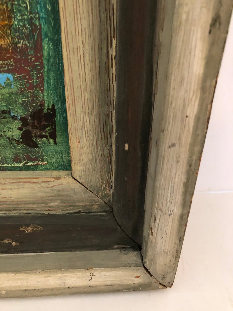 Sophisticated Abstract Painting in Distressed Vintage Frame For Sale at ...