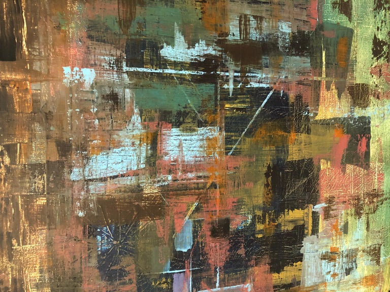 Sophisticated Abstract Painting in Distressed Vintage Frame For Sale at ...