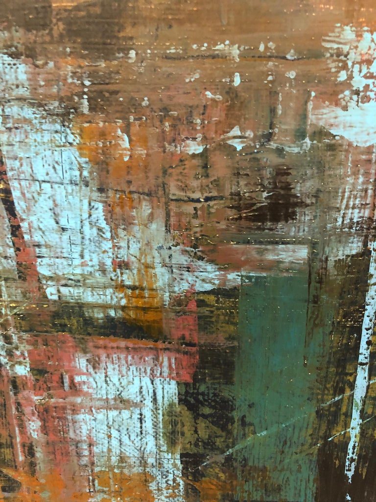 Sophisticated Abstract Painting in Distressed Vintage Frame For Sale at ...