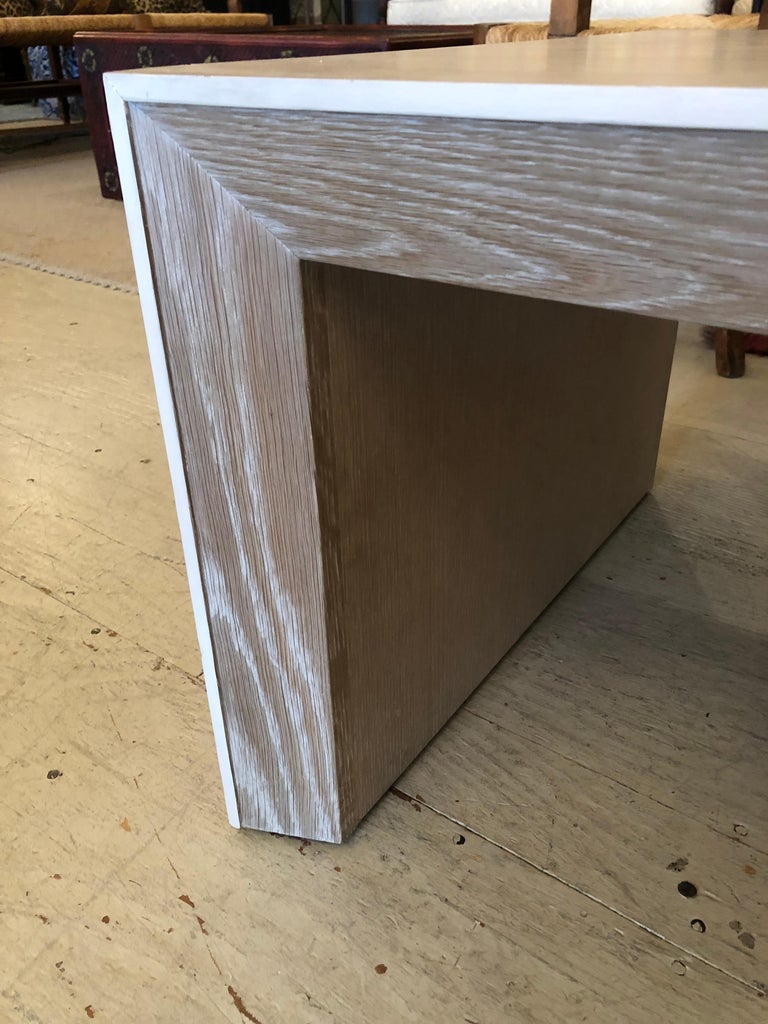 Sophisticated Cerused Wood Rectangular Coffee Table with Matching End ...