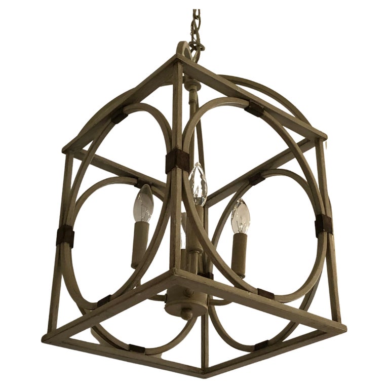 Sophisticated Contemporary Painted Iron Square Lantern For Sale at 1stDibs