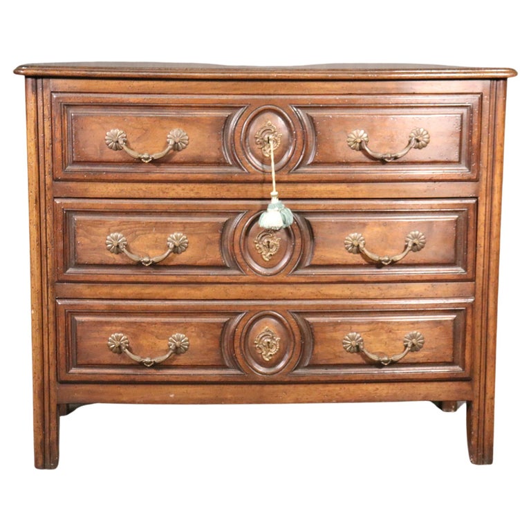 Sophisticated Distressed Walnut French Louis XV Baker Style Commode ...