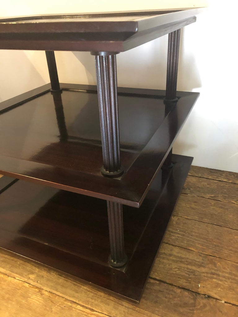 Sophisticated Pair of Barbara Barry 3-Tier Side Tables with Java Finish ...