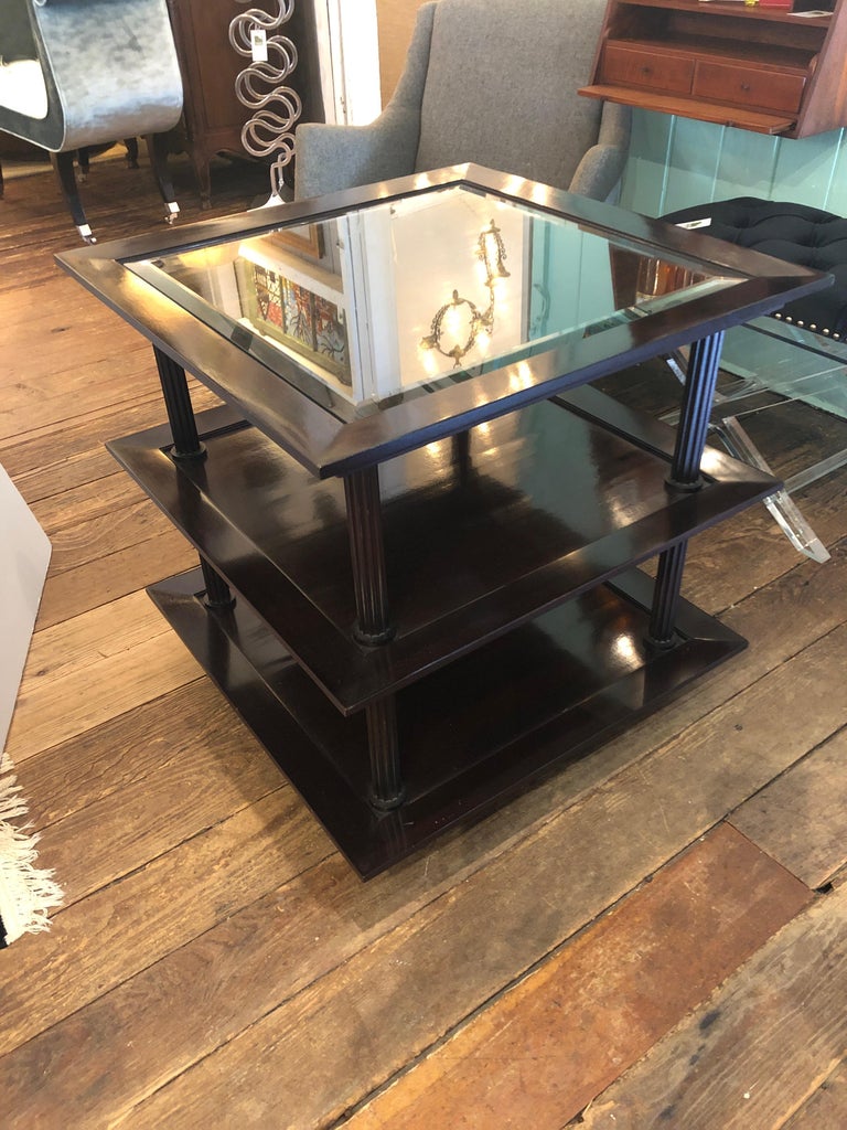 Sophisticated Pair of Barbara Barry 3-Tier Side Tables with Java Finish ...