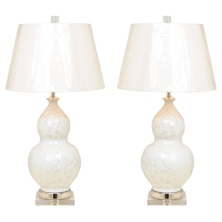 Sophisticated Pair of Custom Large Fish-Scale Glaze Ceramic Double ...