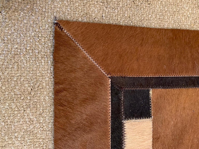 Sophisticated Patchwork Cowhide Area Rug For Sale at 1stDibs