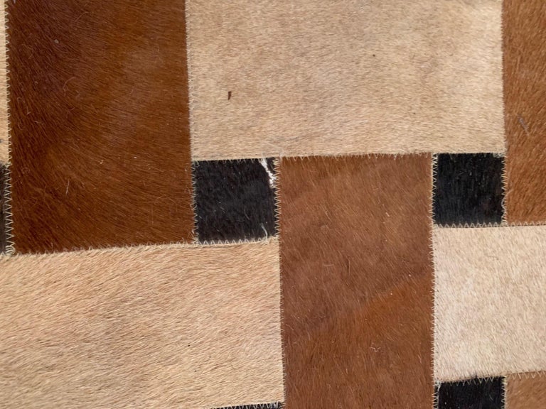 Sophisticated Patchwork Cowhide Area Rug For Sale at 1stDibs