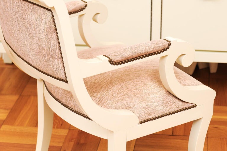 Sophisticated Set Of 12 Modern Regency Style Klismos Chairs Italy