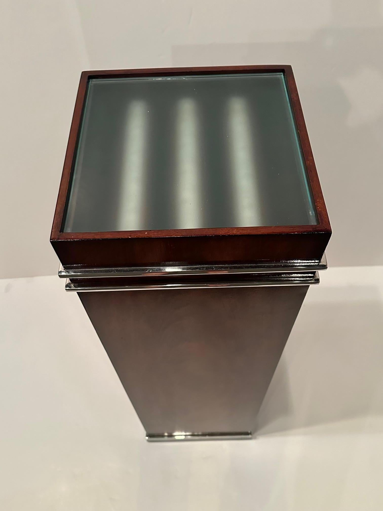 Sophisticated Square Large Chunky Walnut and Chrome Electrified Column ...