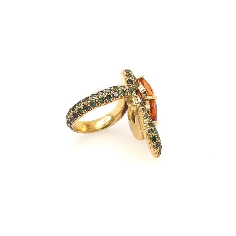 Sorab and Roshi Gold, Orange Sapphire and Green Garnet Snake Ring at ...