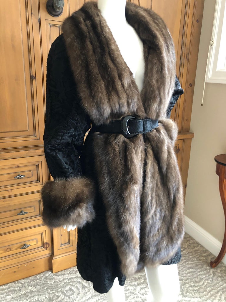 Sorbara Neiman Marcus Vintage Broadtail Coat with Barguzine Russian ...