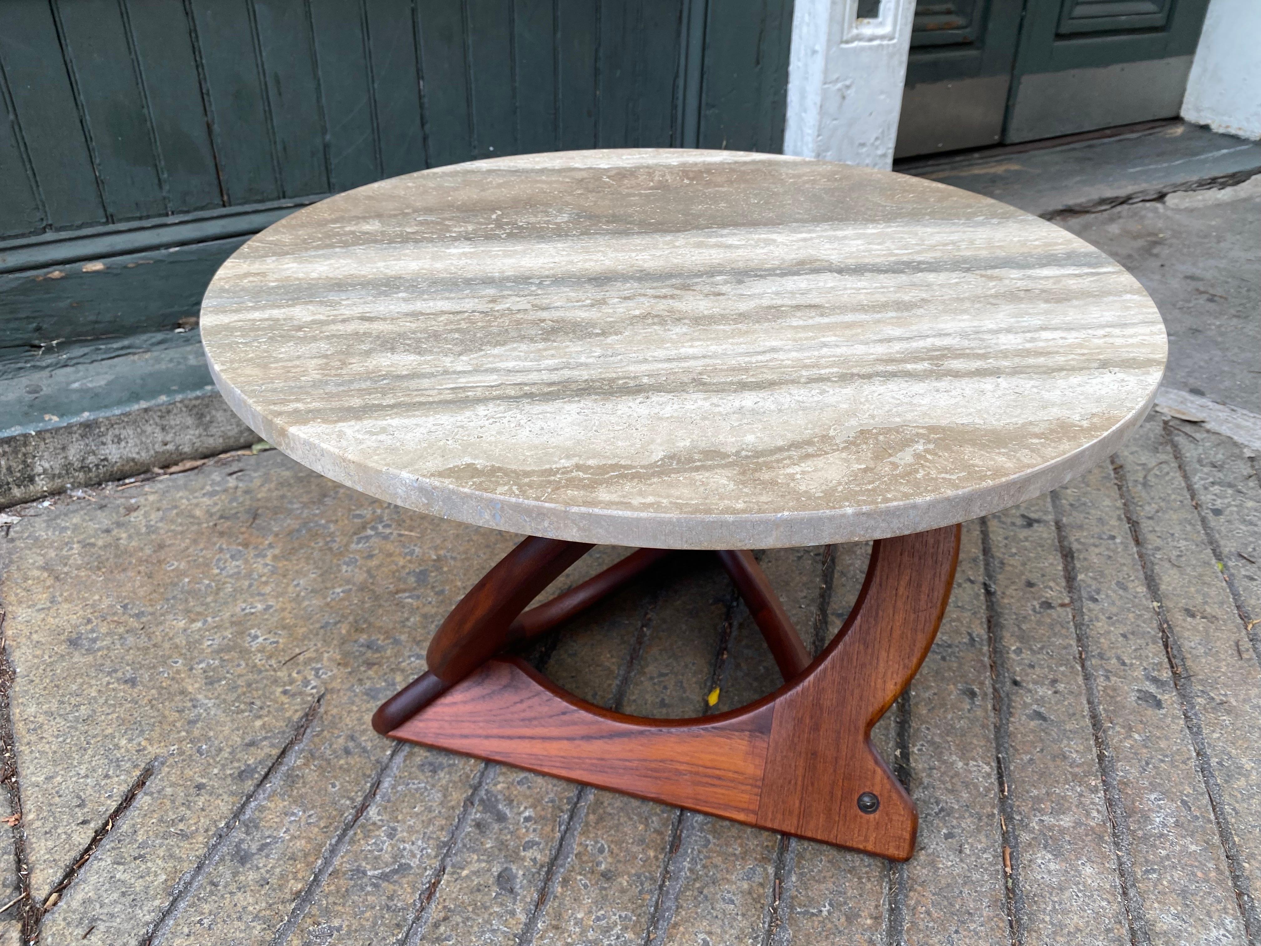 Soren Georg Jensen for Kubus Danish Teak and Travertine Table For Sale ...