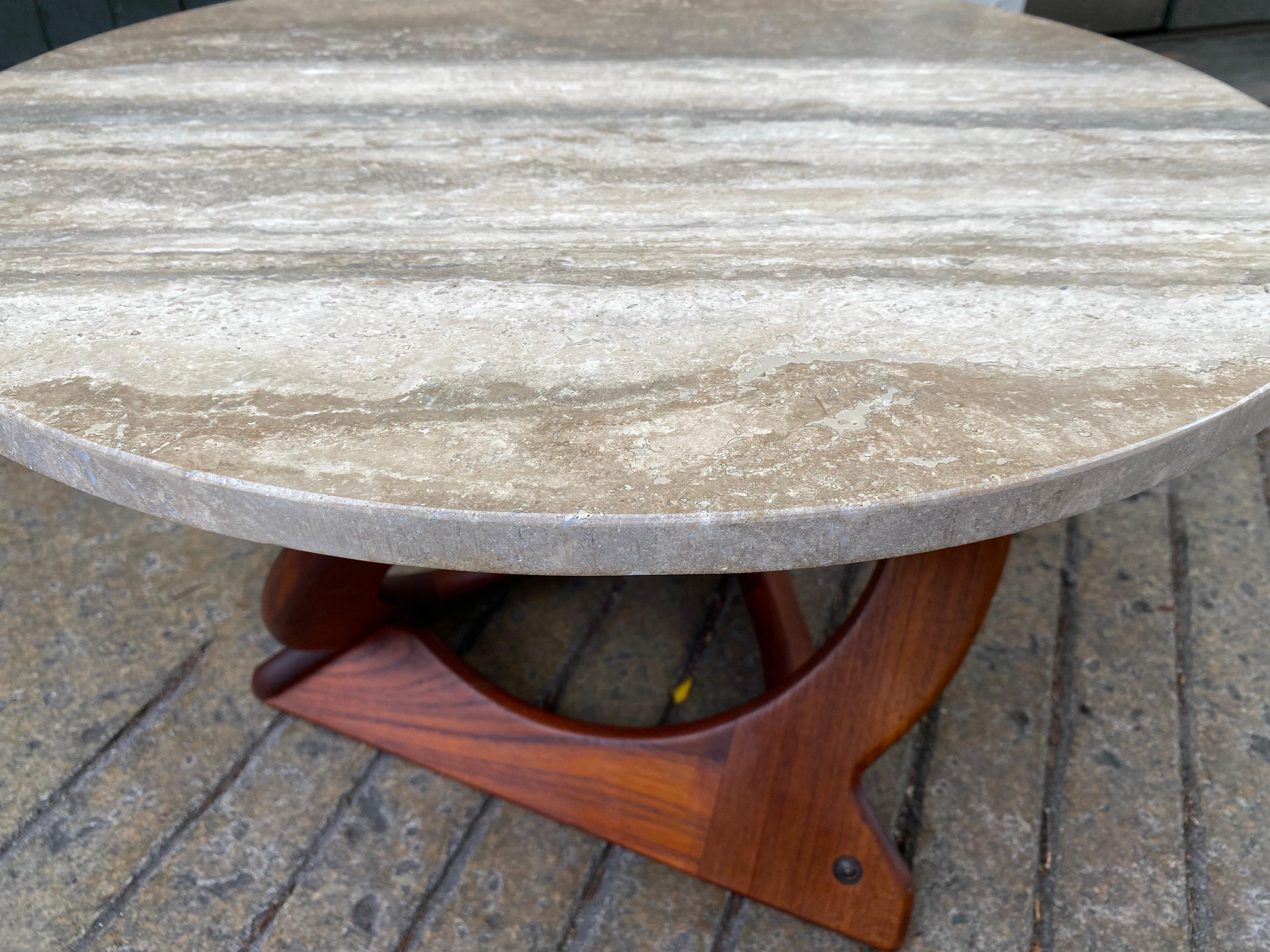 Soren Georg Jensen for Kubus Danish Teak and Travertine Table For Sale ...