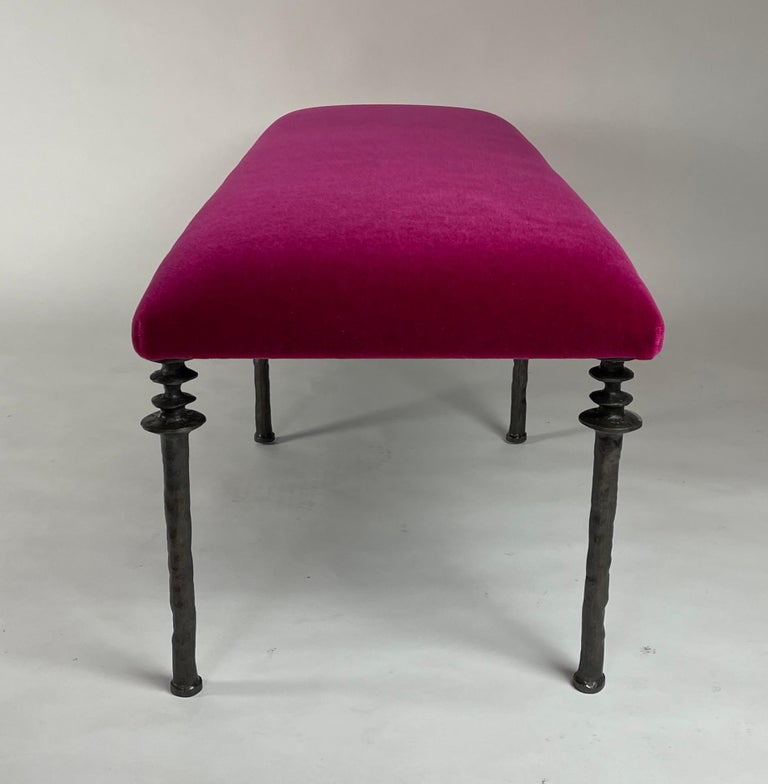 Sorgue Bench, Pierre Frey Mohair, Silicon Bronze Legs For Sale at 1stDibs