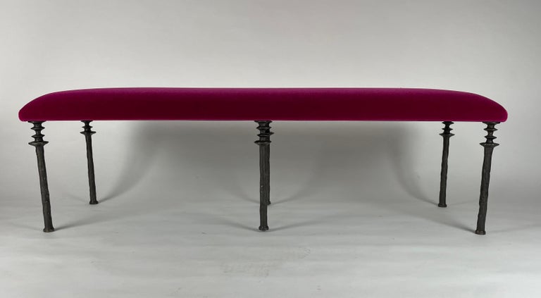Sorgue Bench, Pierre Frey Mohair, Silicon Bronze Legs For Sale at 1stDibs