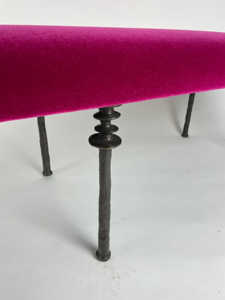 Sorgue Bench, Pierre Frey Mohair, Silicon Bronze Legs For Sale at 1stDibs