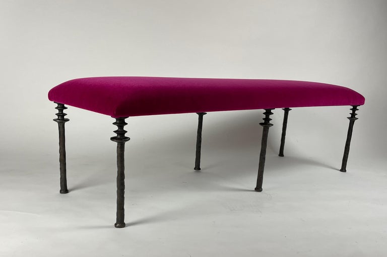Sorgue Bench, Pierre Frey Mohair, Silicon Bronze Legs For Sale at 1stDibs