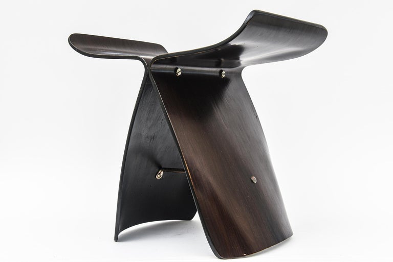Sori Yanagi Rosewood and Brass Butterfly Stool For Sale at 1stDibs