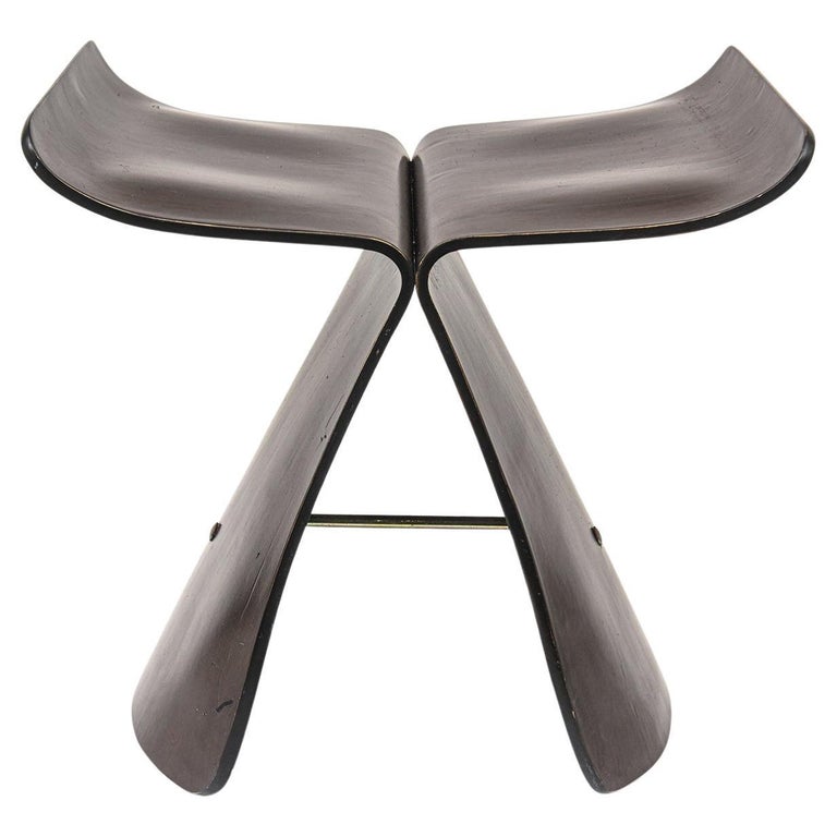 Sori Yanagi Rosewood and Brass Butterfly Stool For Sale at 1stDibs