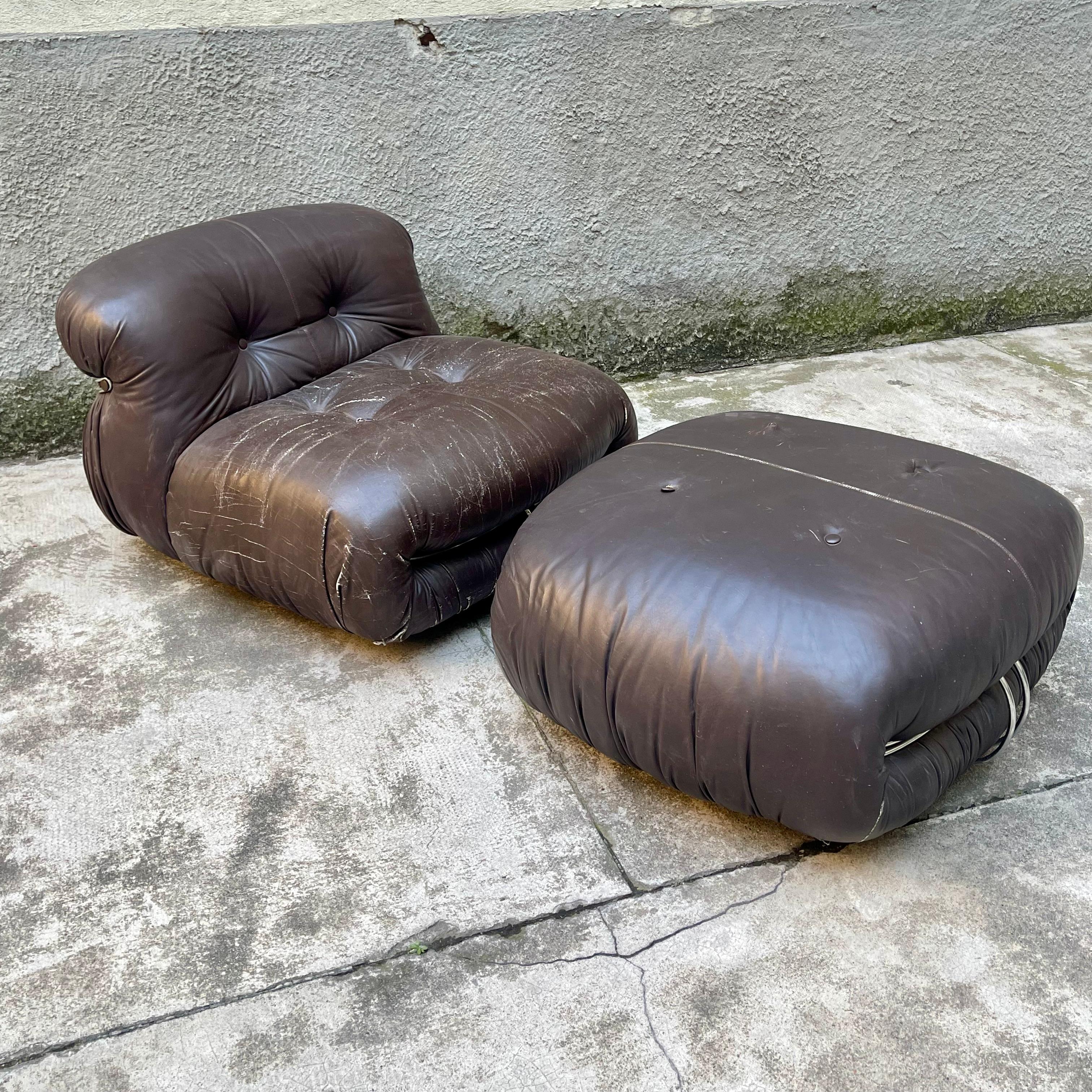 Chaise longue Soriana con puf de Tobia Scarpa para Cassina, 1970s en ...