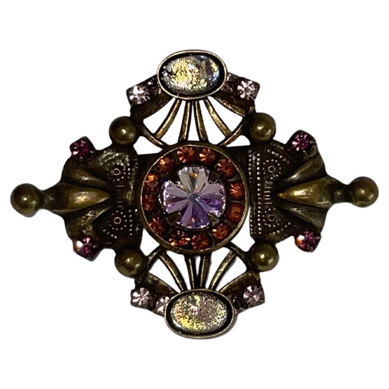 Sorrelli Vintage Pin Crystal Brass-Tone For Sale at 1stDibs