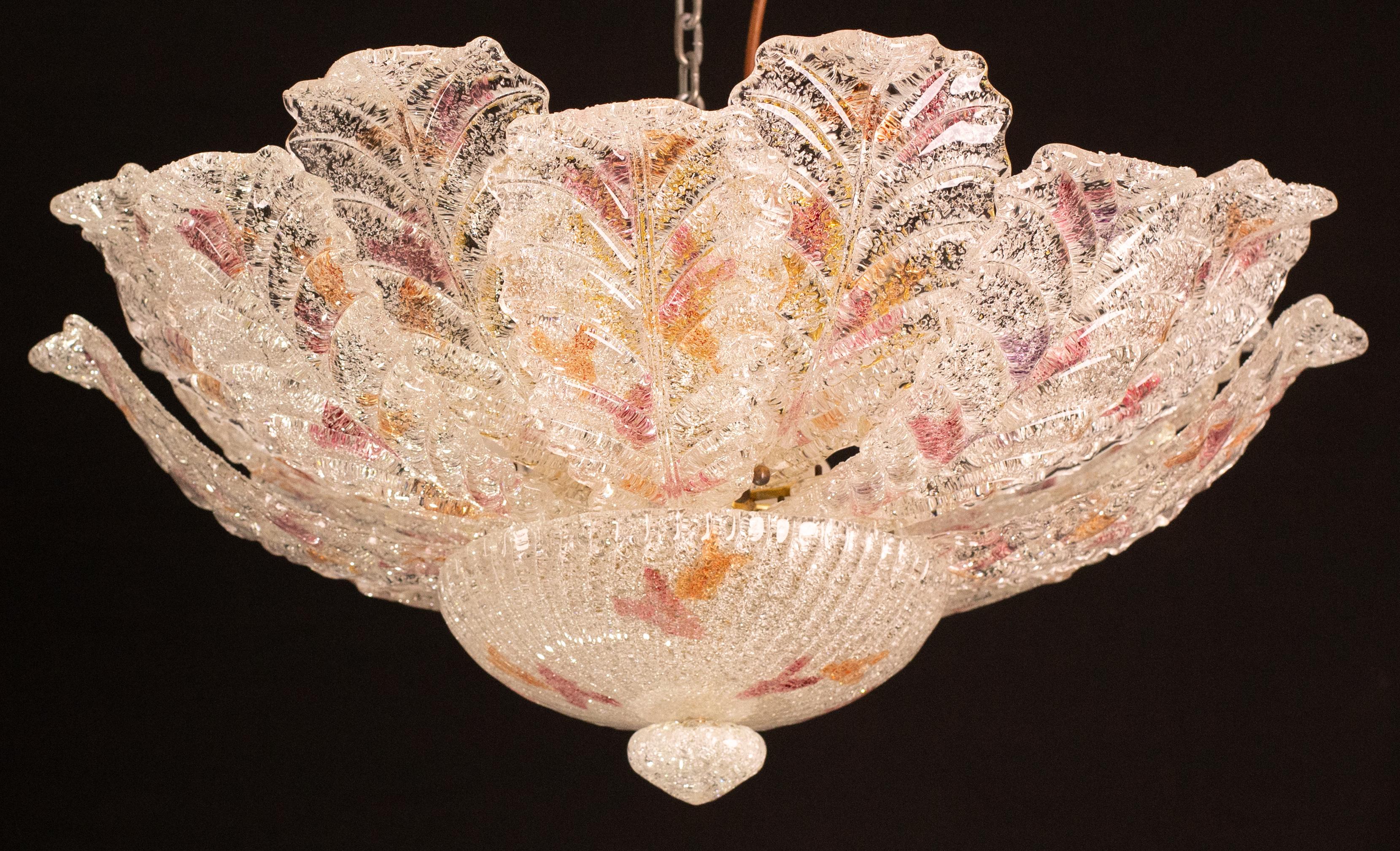 Ballarò, Luxury Murano Glass Pink\Multicolor Ceiling Light or Flush ...
