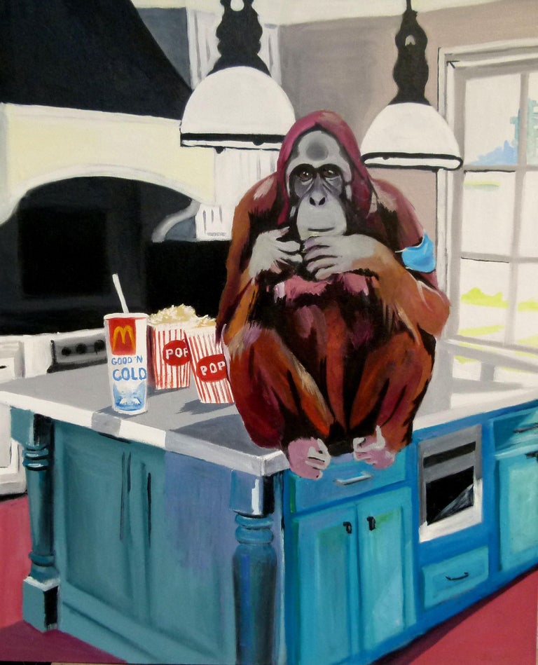 Soso Kumsiashvili - Monkey, Painting, Oil on Canvas For Sale at 1stDibs