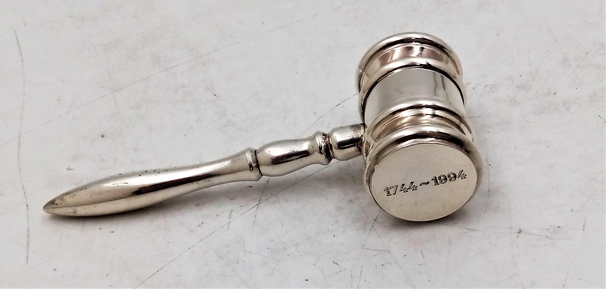 Sotheby's Sterling Silver Commemorative Gavel 1744-1994 Collectible For ...
