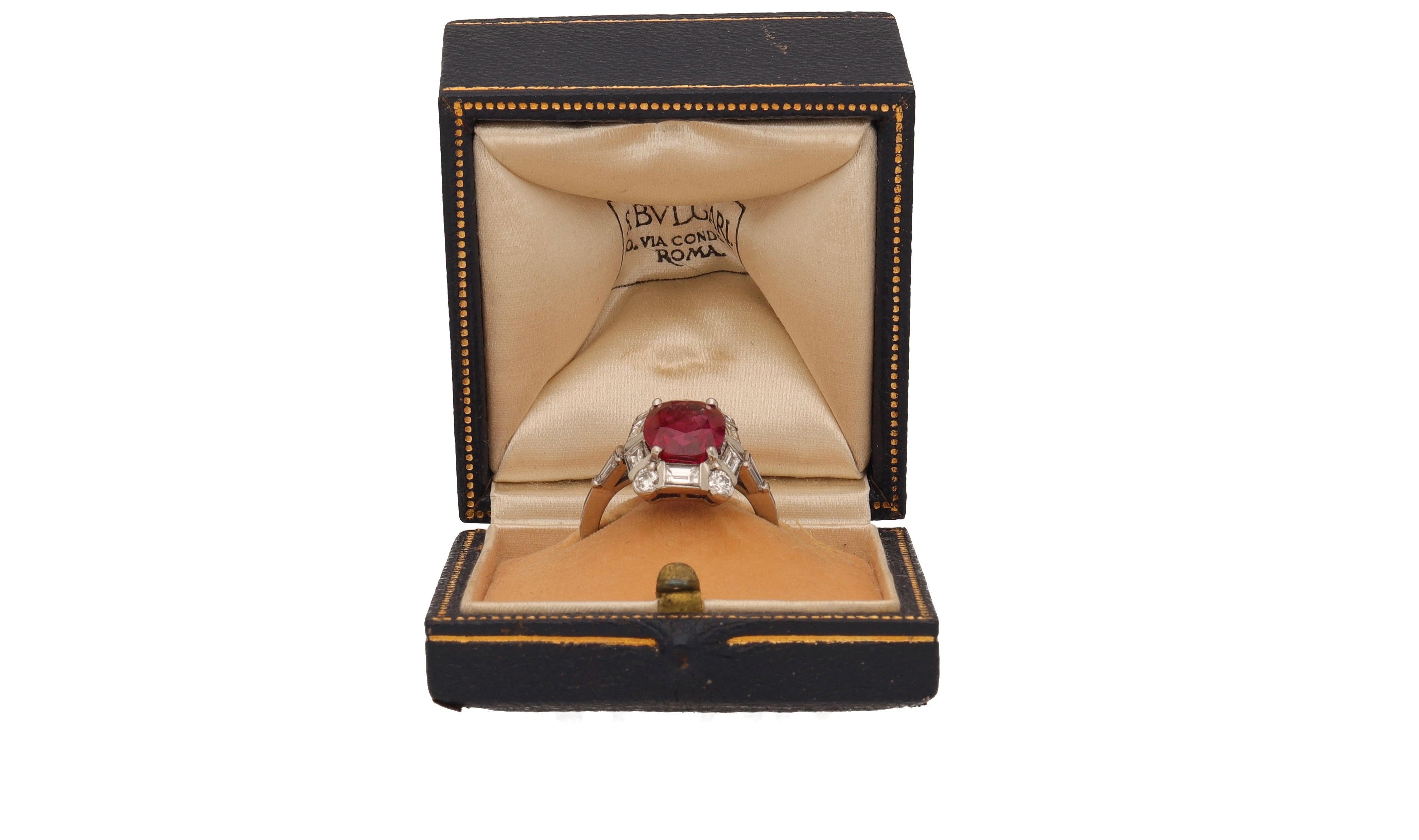 Sotirio Bulgari Platinum Diamonds Ruby Ring at 1stDibs