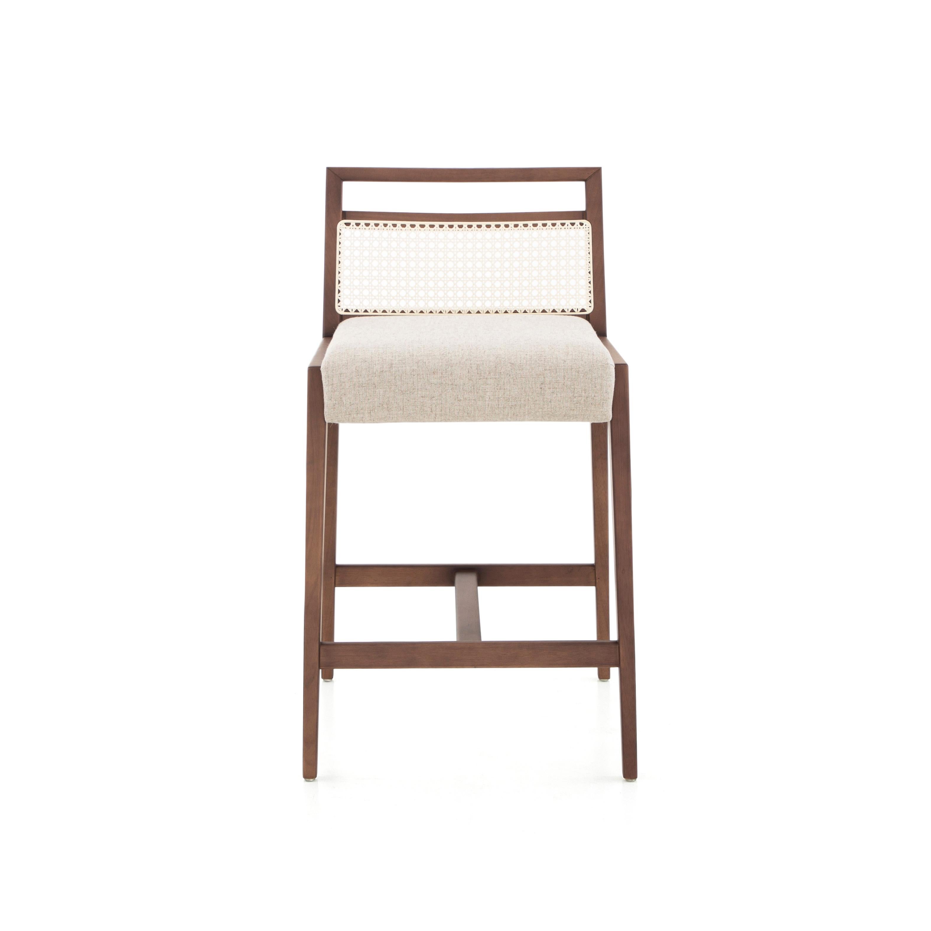Sotto Counter Stool Beige Fabric and Walnut Solid Wood For Sale at 1stDibs