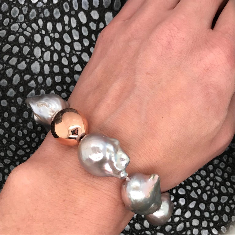 South Sea Baroque Pearl and Rose Gold with Bakelite Security Clasp at ...