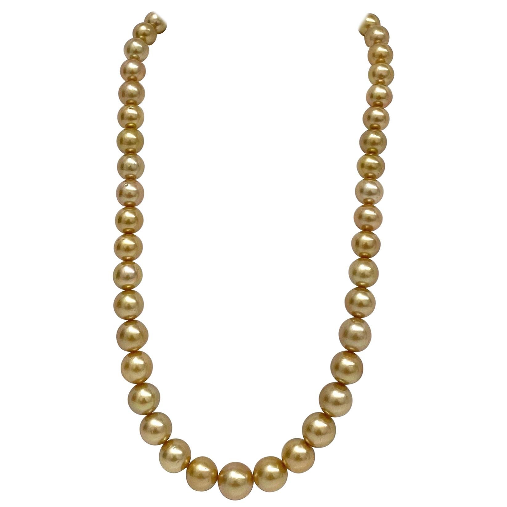 Golden Pearl Necklace with Gold Toggle For Sale at 1stDibs