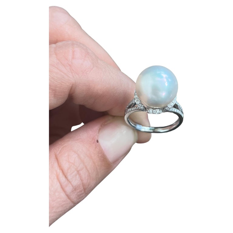 South Sea Pearl Ring 18k White Gold For Sale at 1stDibs