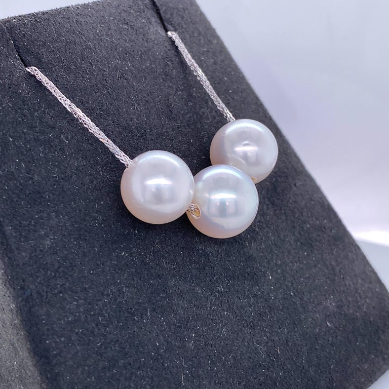 South Sea Pearl Sliding Necklace 18 Karat White Gold For Sale at ...