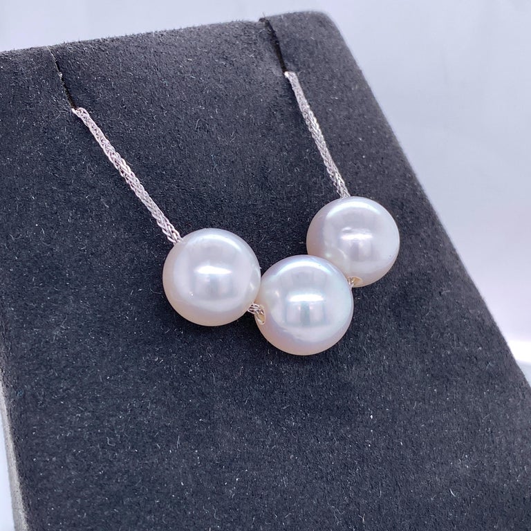 South Sea Pearl Sliding Necklace 18 Karat White Gold For Sale at ...